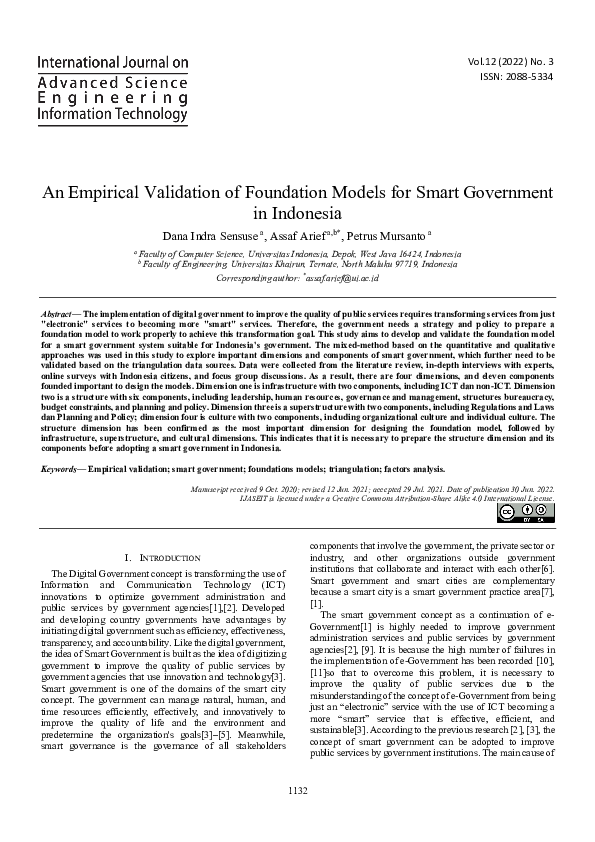 (PDF) An Empirical Validation of Foundation Models for Smart Government in Indonesia