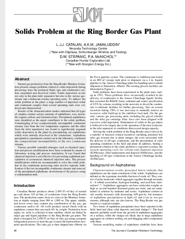 (PDF) Solids Problem At the Ring Border Gas Plant