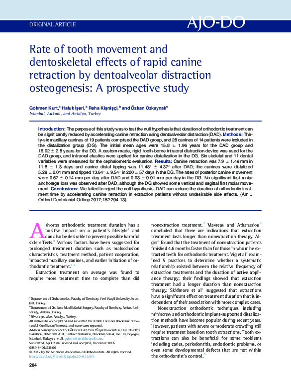 (PDF) Rate of tooth movement and dentoskeletal effects of rapid canine ...