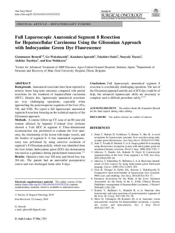 (PDF) Full Laparoscopic Anatomical Segment 8 Resection for ...