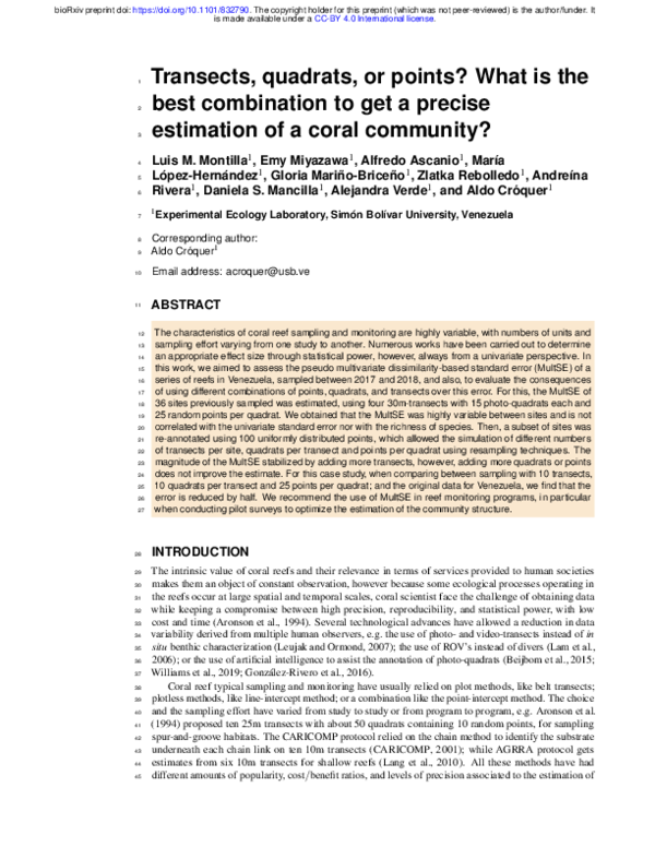 (PDF) Transects, Quadrats, and Other Sampling Units
