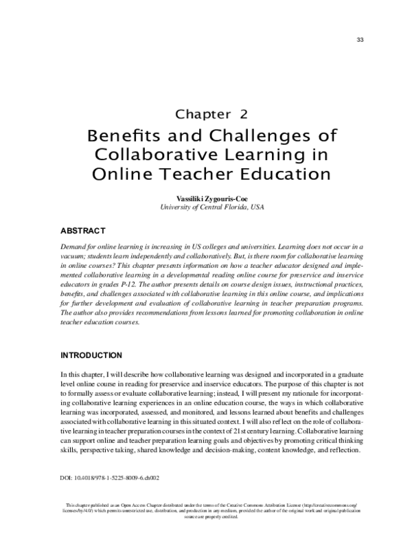 (PDF) Benefits and Challenges of Collaborative Learning in Online ...