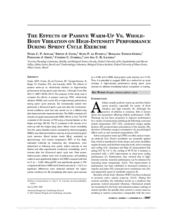 (PDF) The Effects of Passive Warm-Up Vs. Whole-Body Vibration on High-Intensity Performance ...