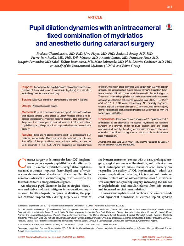 (PDF) Pupil dilation dynamics with an intracameral fixed combination of ...