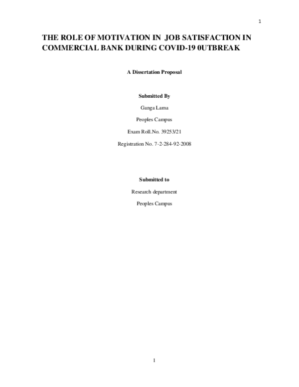 (PDF) THE ROLE OF MOTIVATION IN JOB SATISFACTION IN COMMERCIAL BANK ...