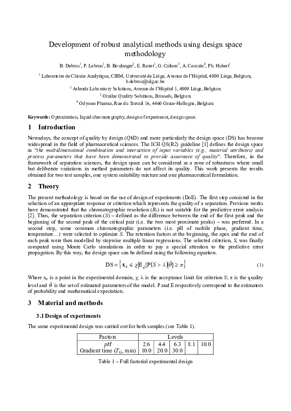 (PDF) Development of robust analytical methods using design space ...