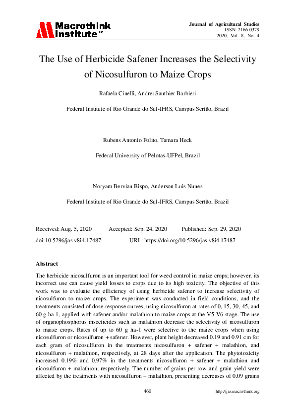 (PDF) The Use of Herbicide Safener Increases the Selectivity of ...