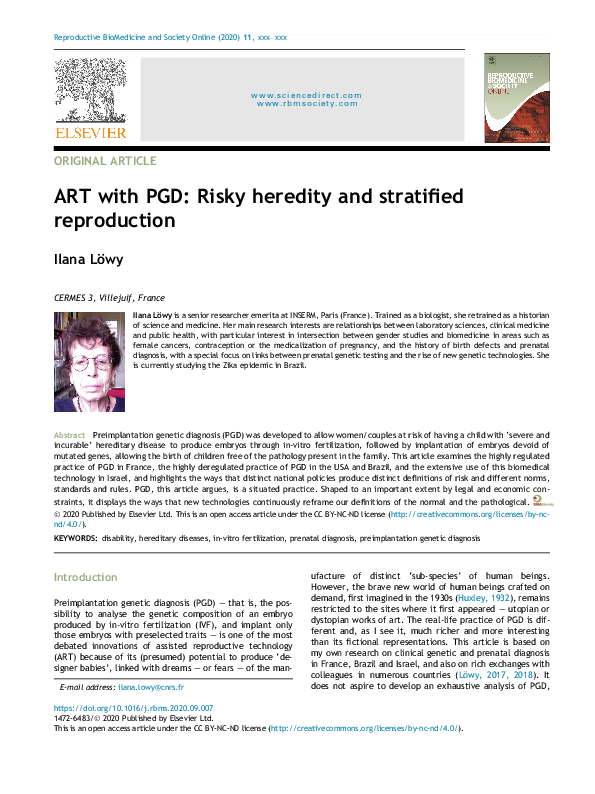 (PDF) ART with PGD: risky heredity and stratified reproduction