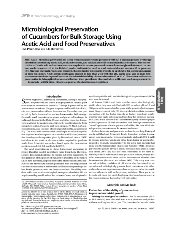 (PDF) Microbiological Preservation of Cucumbers for Bulk Storage Using ...