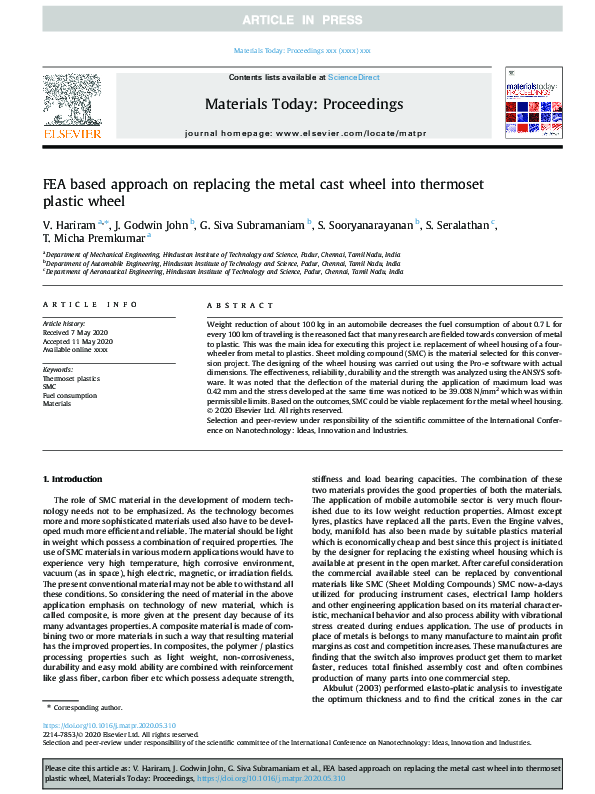 (PDF) FEA based approach on replacing the metal cast wheel into ...
