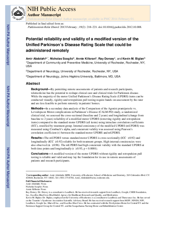 (PDF) Potential reliability and validity of a modified version of the ...