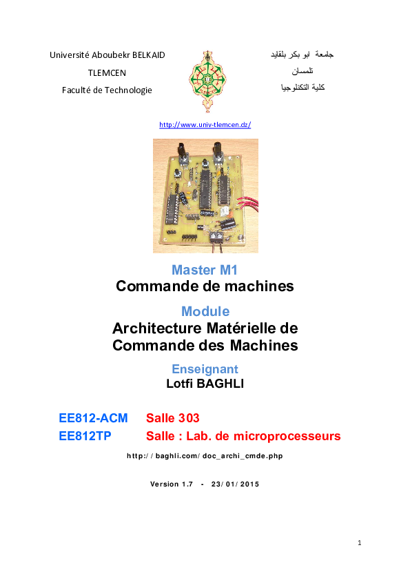 (PDF) Architecture Matérielle de Commande des Machines