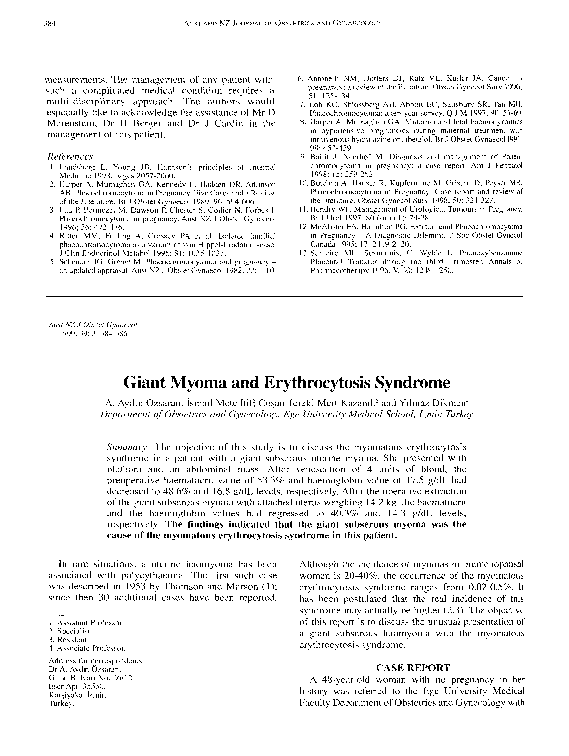 (PDF) Giant Myoma and Erythrocytosis Syndrome