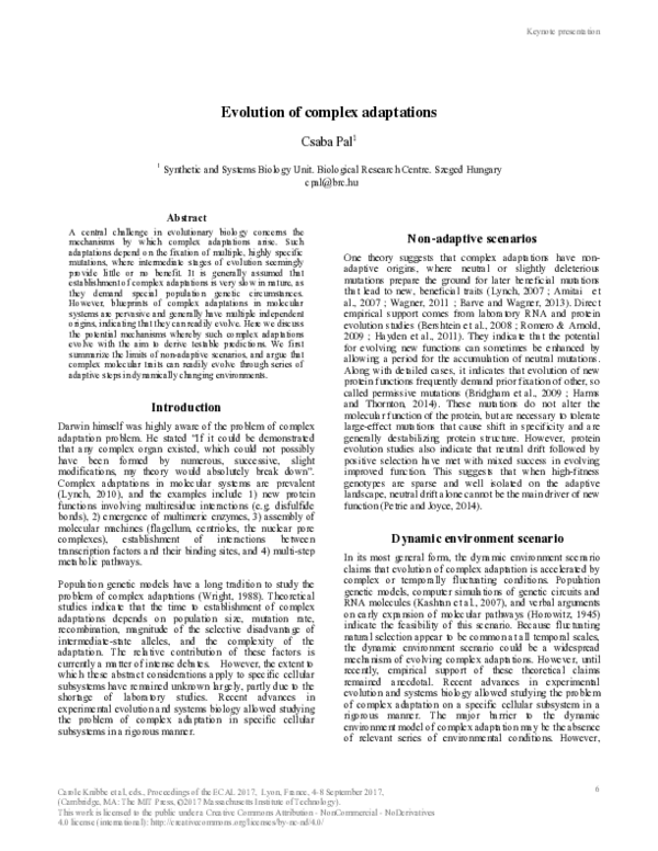 (PDF) Evolution of complex adaptations