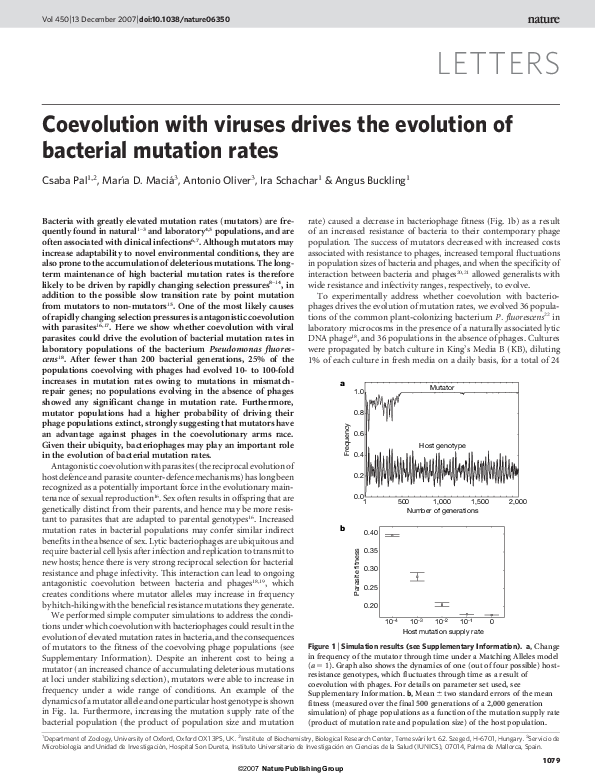 (PDF) Coevolution with viruses drives the evolution of bacterial ...