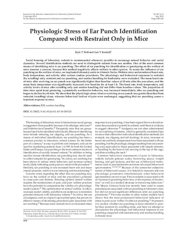 (PDF) Physiologic Stress of Ear Punch Identification Compared with ...