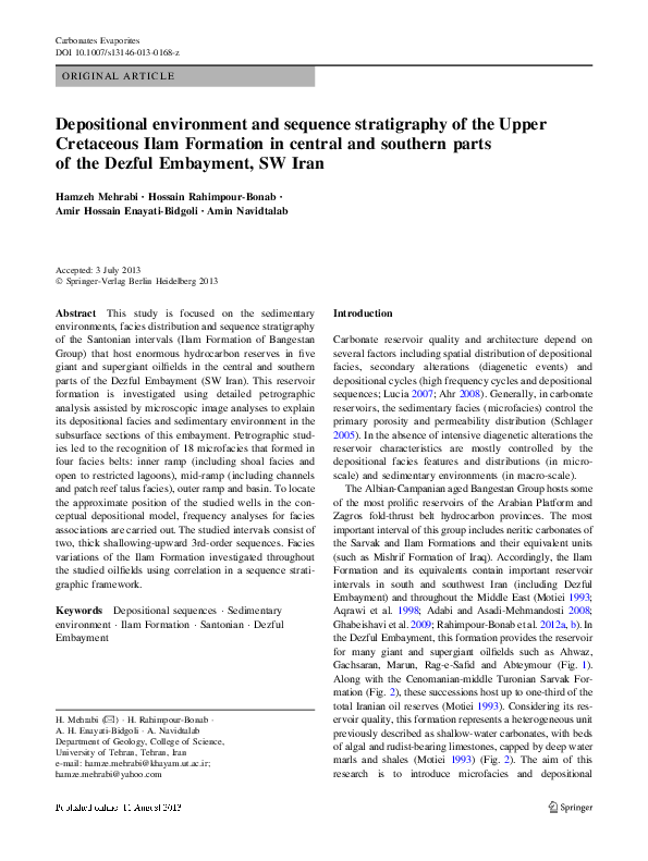 (PDF) Depositional environment and sequence stratigraphy architecture of continuous Upper ...