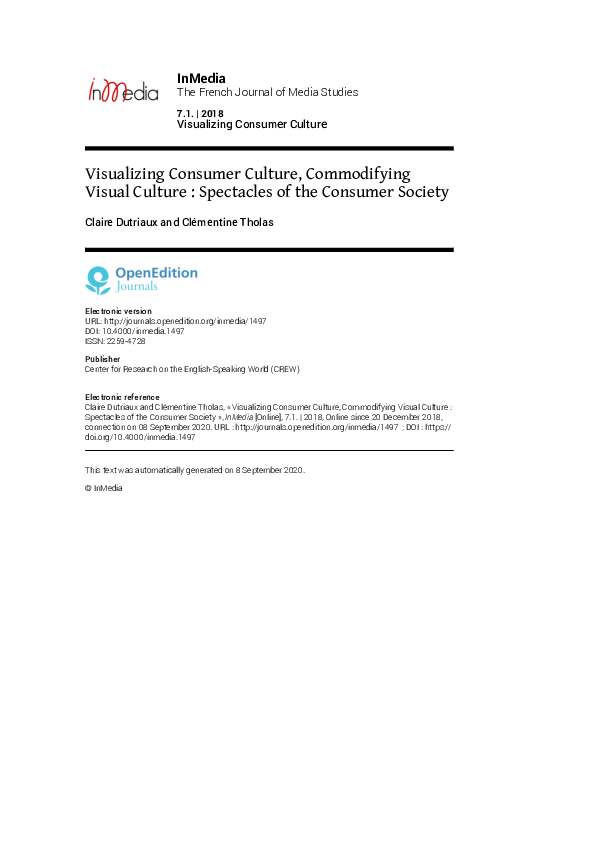 (PDF) Visualizing Consumer Culture, Commodifying Visual Culture ...