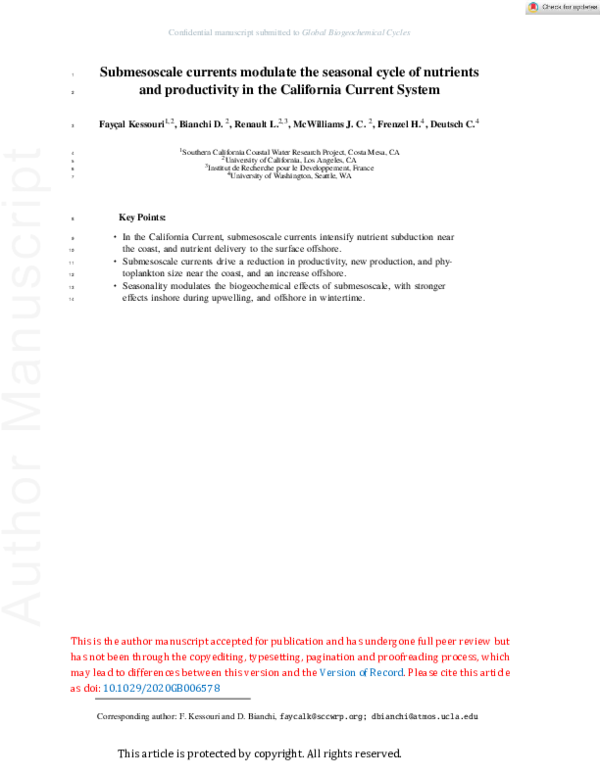 (PDF) Submesoscale Currents Modulate the Seasonal Cycle of Nutrients ...