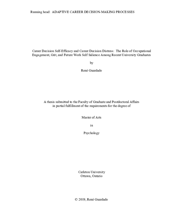 (PDF) Career Decision Self-Efficacy and Career Decision Distress: The Role of Occupational ...
