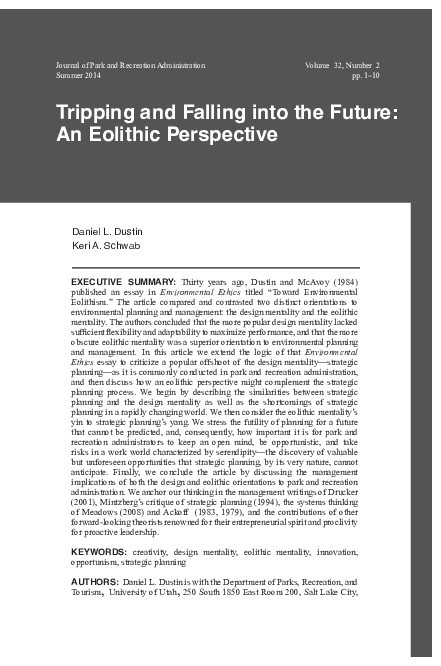 (PDF) Tripping and Falling into the Future: An Eolithic Perspective