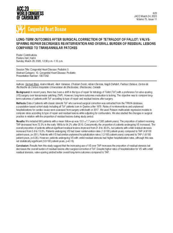 (PDF) Long-Term Outcomes After Surgical Correction of Tetralogy of ...