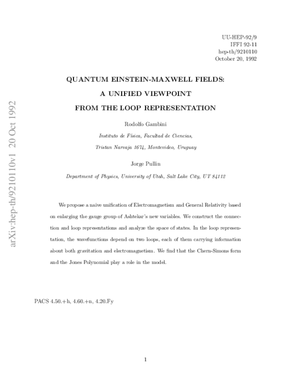 (PDF) Quantum Einstein-Maxwell fields: A unified viewpoint from the ...