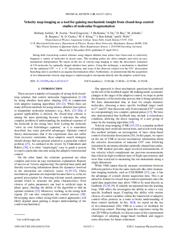 (PDF) Velocity map imaging as a tool for gaining mechanistic insight ...