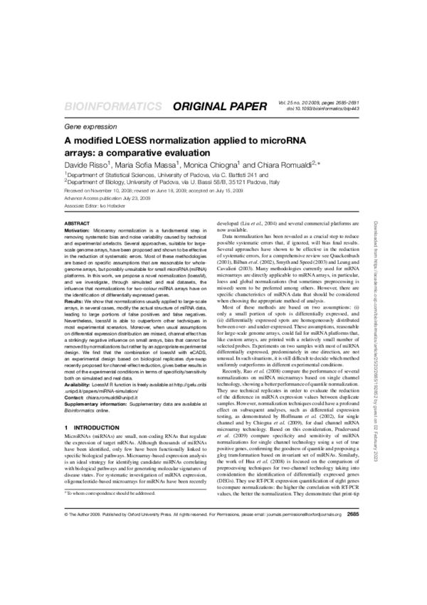 (PDF) A modified LOESS normalization applied to microRNA arrays: a ...