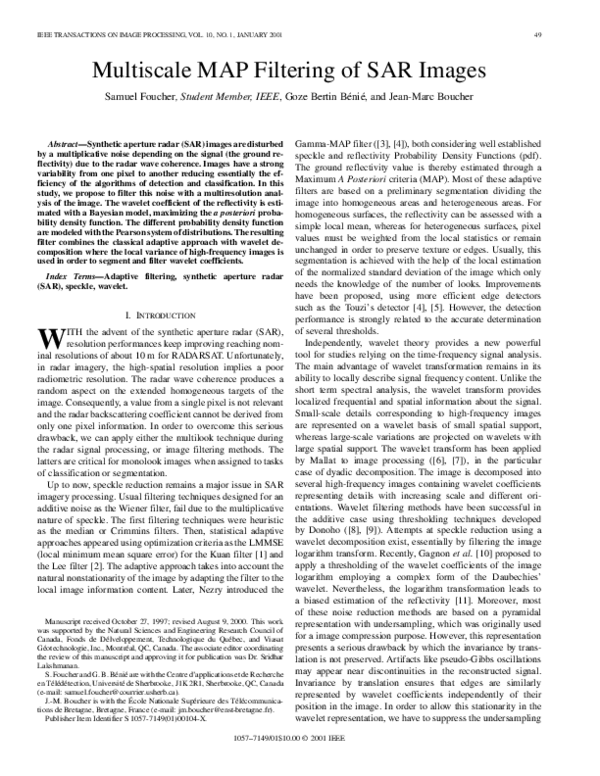 (PDF) Multiscale MAP filtering of SAR images | Samuel Foucher - Academia.edu