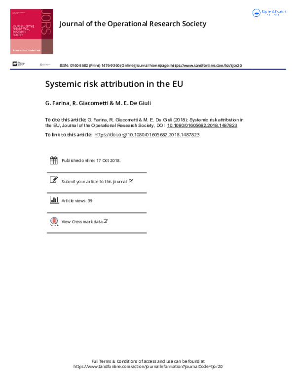 (PDF) Systemic risk attribution in the EU