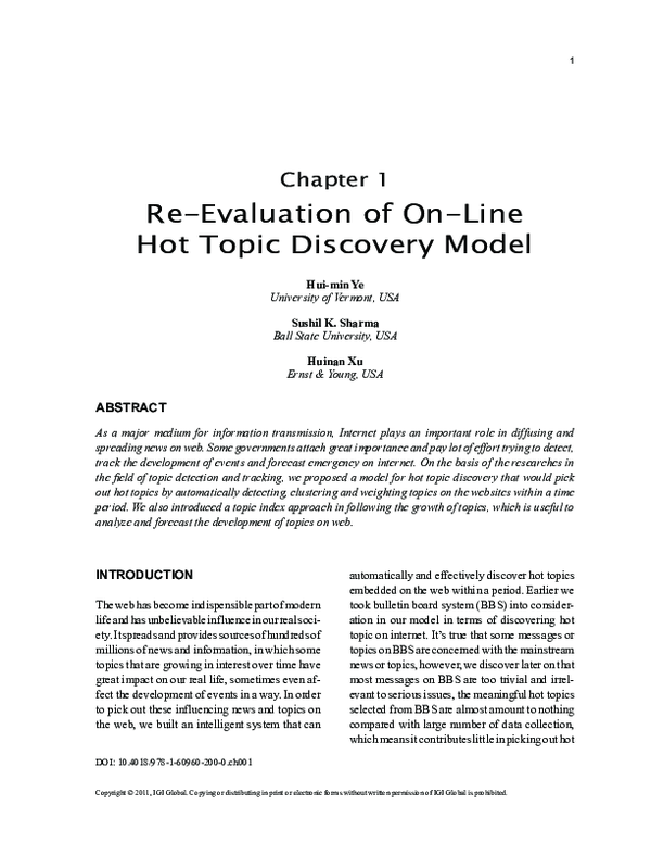 (PDF) Re-Evaluation of On-Line Hot Topic Discovery Model