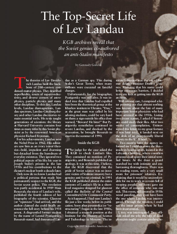 (PDF) The Top-Secret Life of Lev Landau