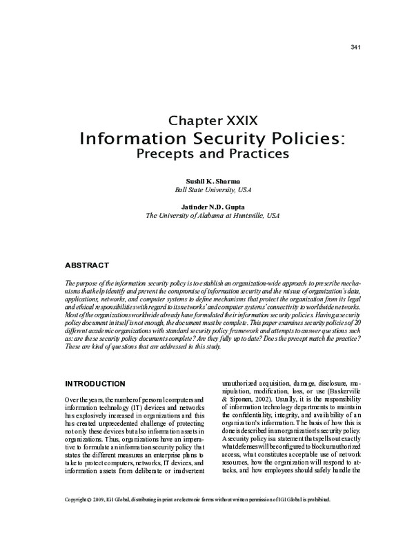 (PDF) Information Security Policies
