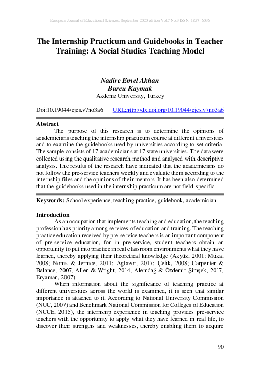 (PDF) The Internship Practicum and Guidebooks in Teacher Training: A ...