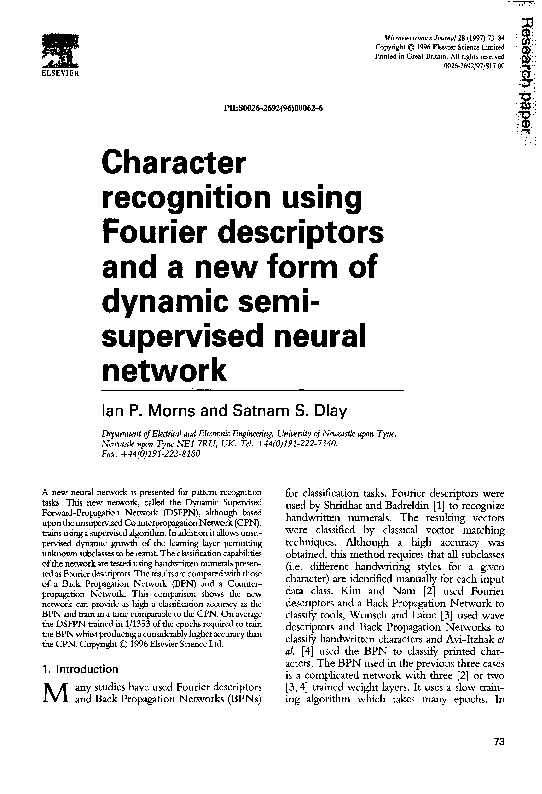 (PDF) Character recognition using Fourier descriptors and a new form of dynamic semisupervised ...