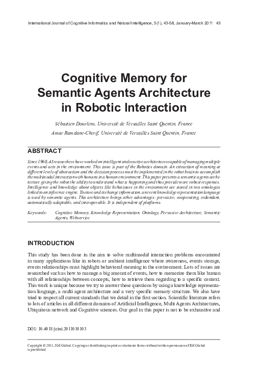 (PDF) Cognitive Memory for Semantic Agents Architecture in Robotic Interaction