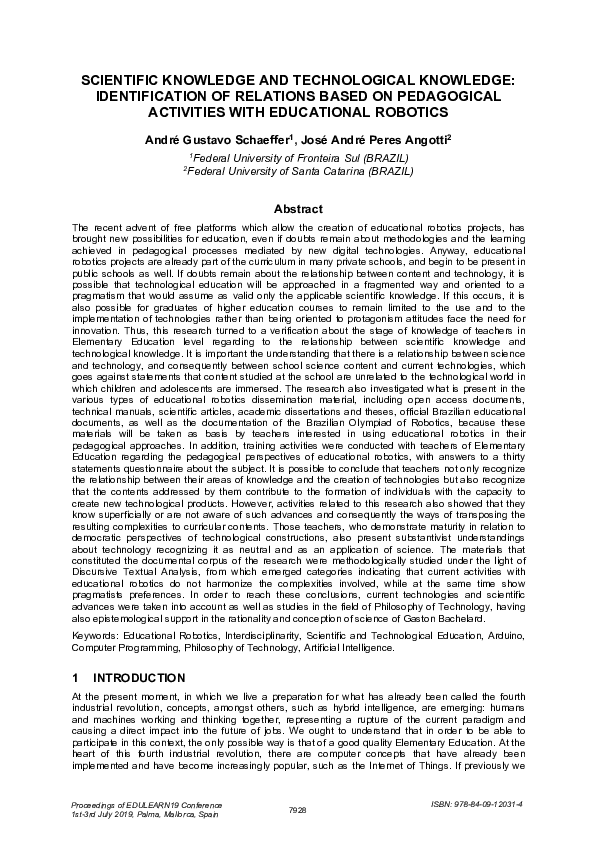 (PDF) Scientific Knowledge and Technological Knowledge: Identification ...