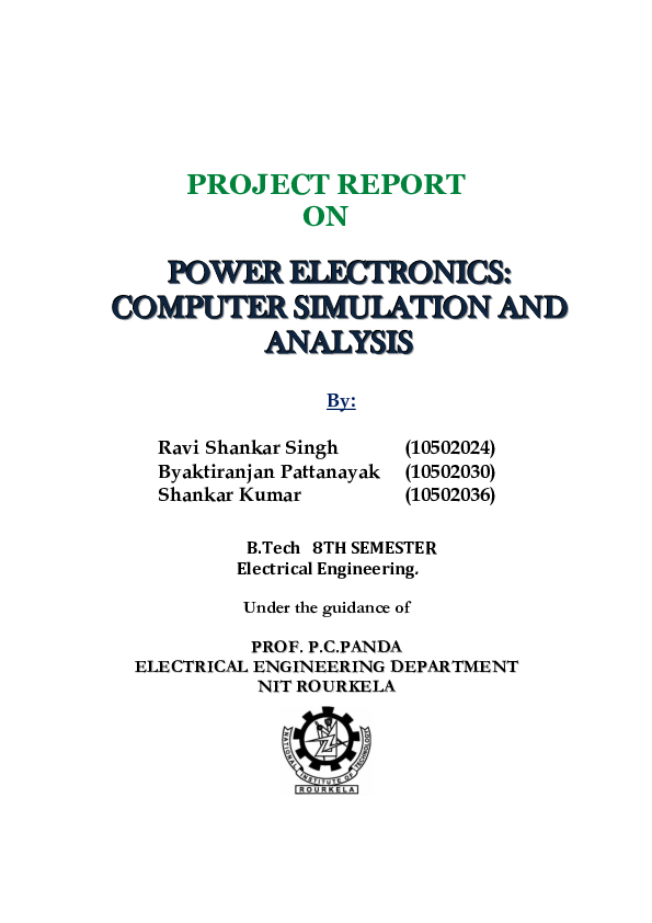 (PDF) Power Electronics: Computer Simulation and Analysis