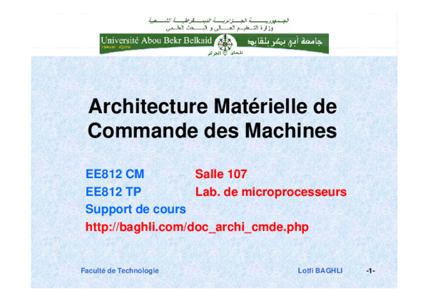 (PDF) Architecture Materielle de Commande des Machines ppt | BELKAIBAT BACHIR - Academia.edu