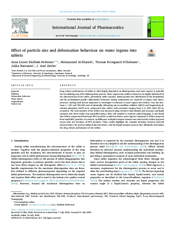 (PDF) Effect of particle size and deformation behaviour on water ...