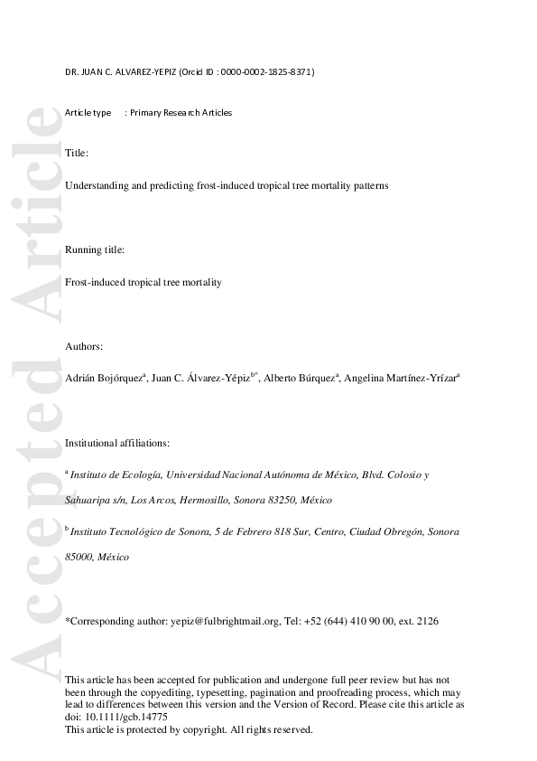 (PDF) Understanding and predicting frost‐induced tropical tree ...