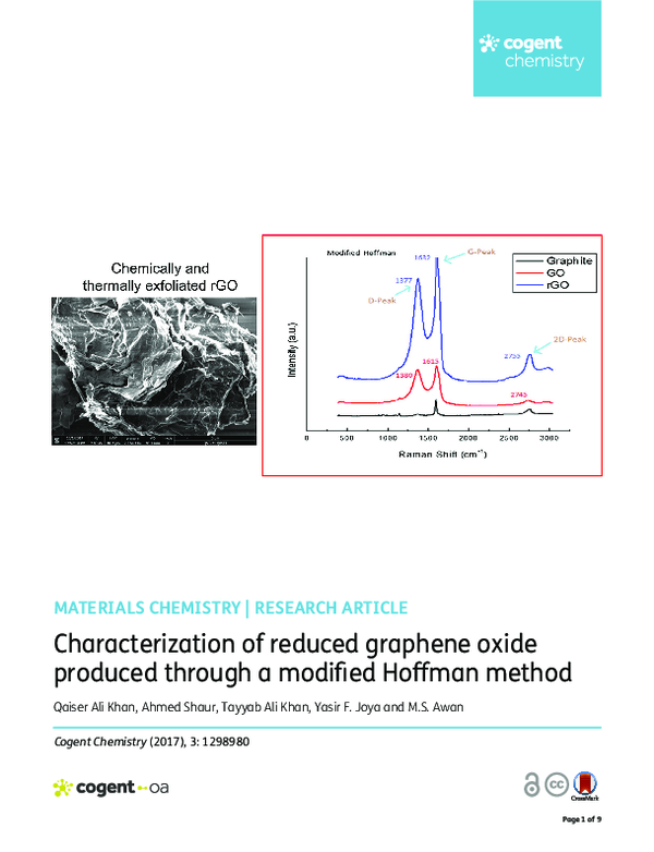 (PDF) Characterization of reduced graphene oxide produced through a ...