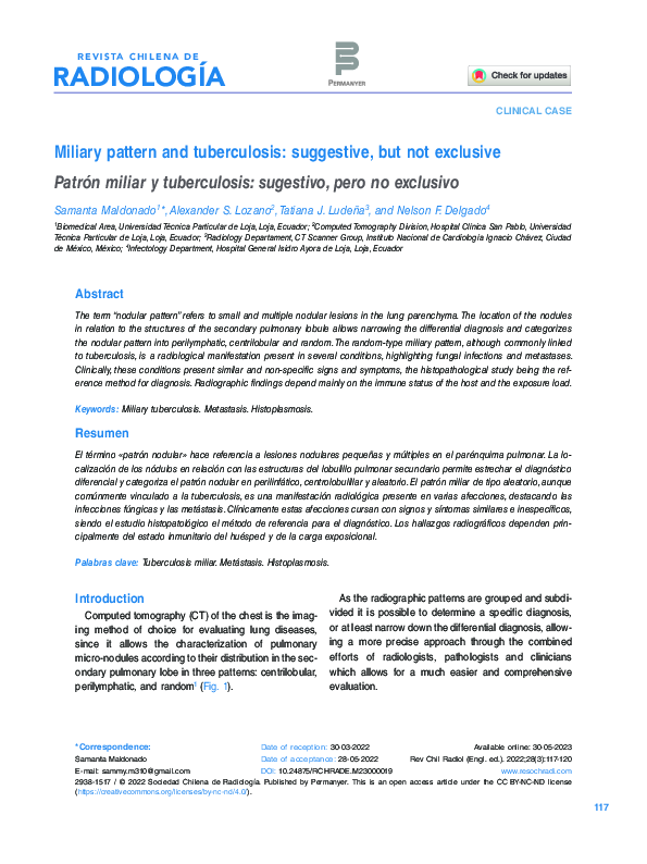 (PDF) Miliary pattern and tuberculosis: suggestive, but not exclusive