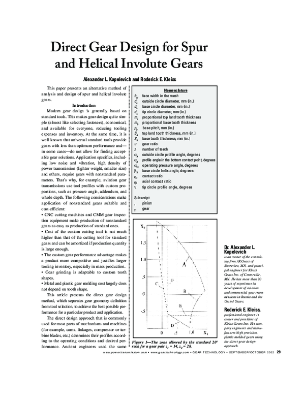(PDF) Direct Gear Design for Spur and Helical Involute Gears