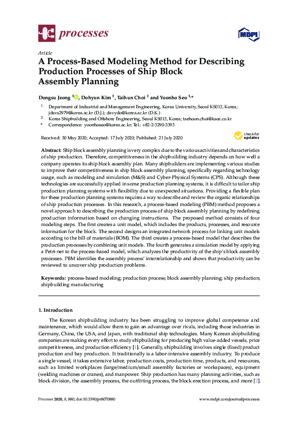 (PDF) A Process-Based Modeling Method for Describing Production Processes of Ship Block Assembly ...
