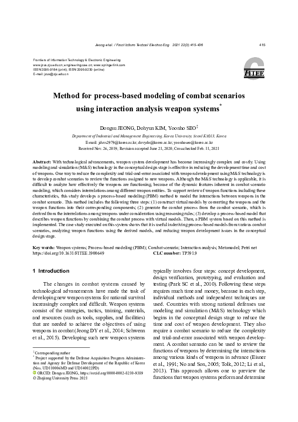 (PDF) Method for process-based modeling of combat scenarios using interaction analysis weapon ...