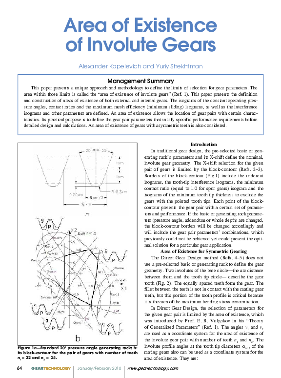 (PDF) Area of Existence of Involute Gears