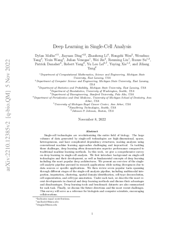 (PDF) Deep Learning in Single-Cell Analysis