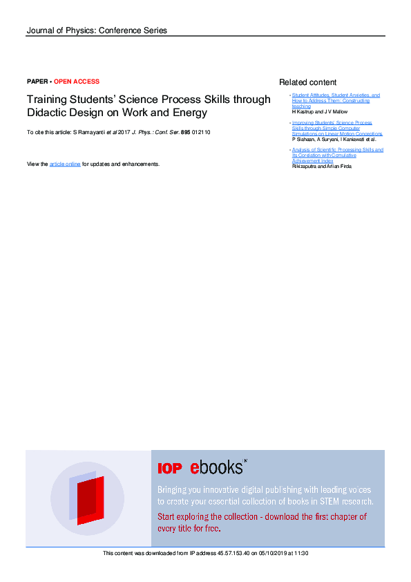 (PDF) Training Students’ Science Process Skills through Didactic Design on Work and Energy